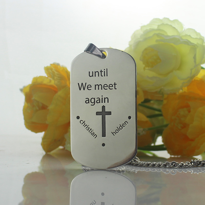 Custom Inspirational Dog Tag Engraved Cross - GetNameNecklace