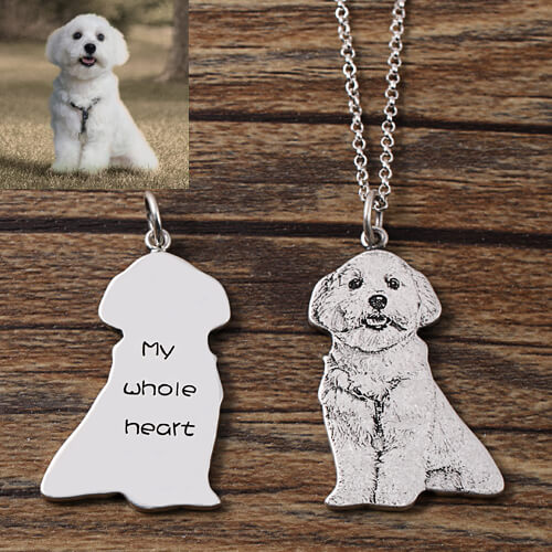 Personalized Engraved Pet Silhouette Necklace Mypet Gifts Personalized Engraved Pet Silhouette Necklace Mypet Gifts