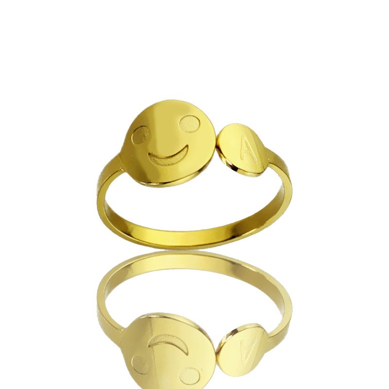 Personalized Smile Ring with Initial 18k Gold Plated - GetNameNecklace