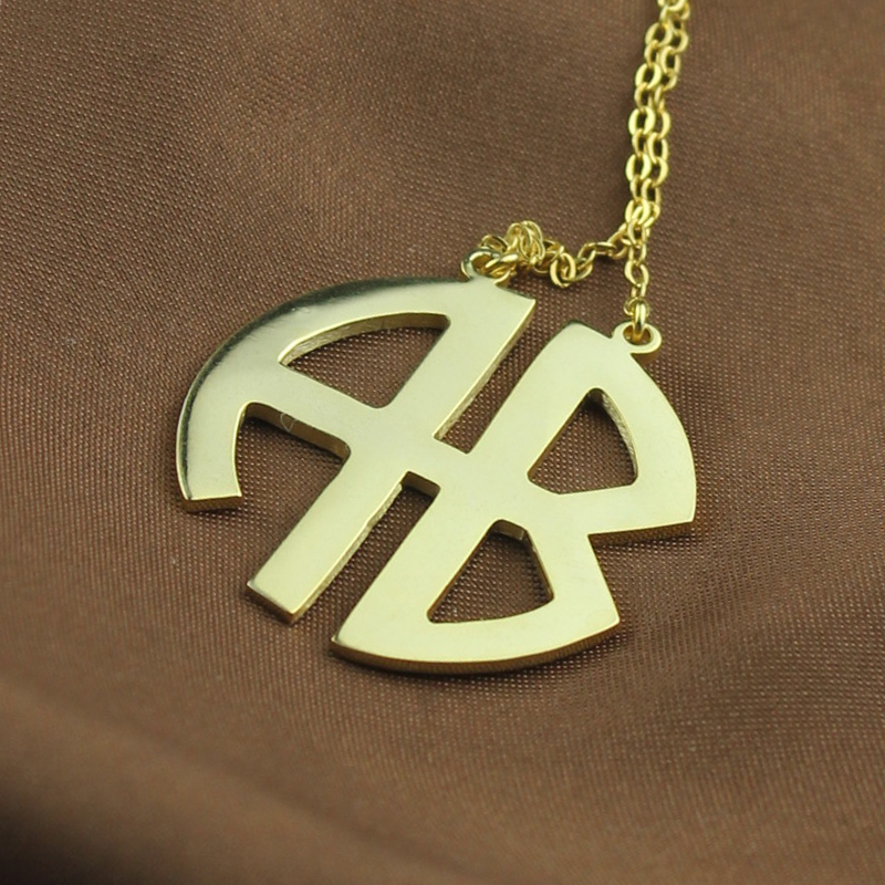 Personailzed Two Initial Block Monogram Necklace Solid Gold ...