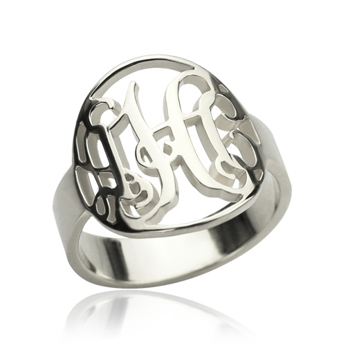 Unqiue Gift: Cut Out Monogram Initial Ring Sterling Silver ...