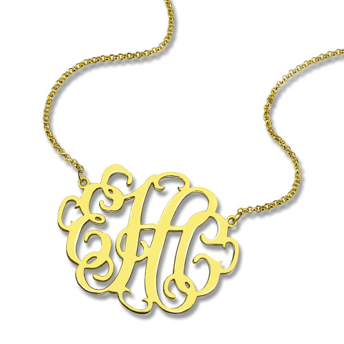 Stylish Three Initials Monogram Necklace 18K Gold Plated - GetNameNecklace