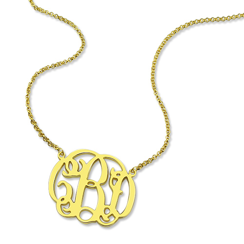 18K Gold Custom Celebrity Monogram Initial Necklace Unique Gift ...