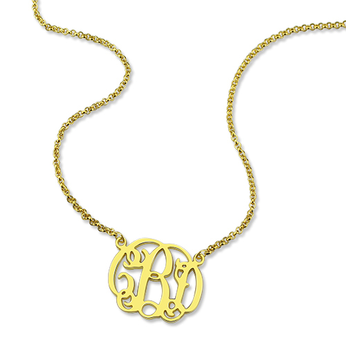 Personalized Small Celebrity Monogram Necklace 18K Gold Plated ...