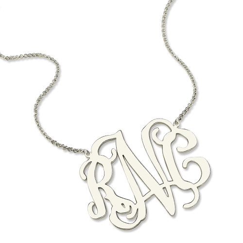 Sterling Silver Custom 2" XXL Celebrity Monogram Necklace Unique Gift ...