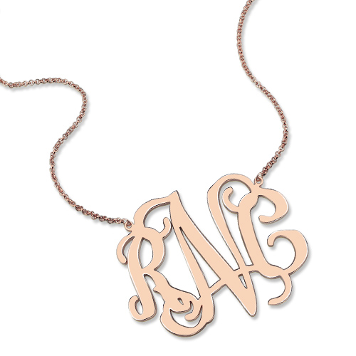 Rose Gold Custom 2" XXL Celebrity Monogram Necklace Unique Gift ...