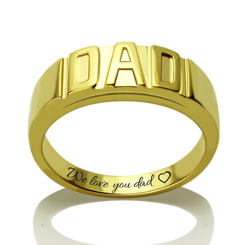 Personalized Men's DAD Ring Gold Plated Silver Engravable - GetNameNecklace