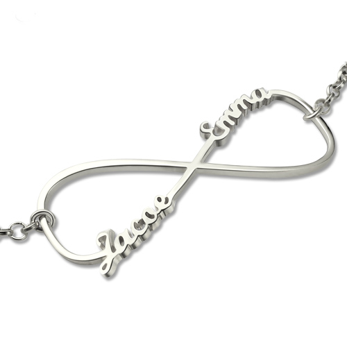 Sterling Silver Infinity Double Name Bracelet Gift for Her ...
