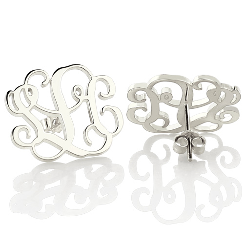 Handmade Monogram Stud Earrings In Sterling Silver