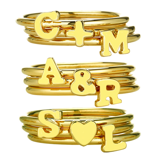 Personalized Stackable Ring with Initials 18k Gold Plated - GetNameNecklace