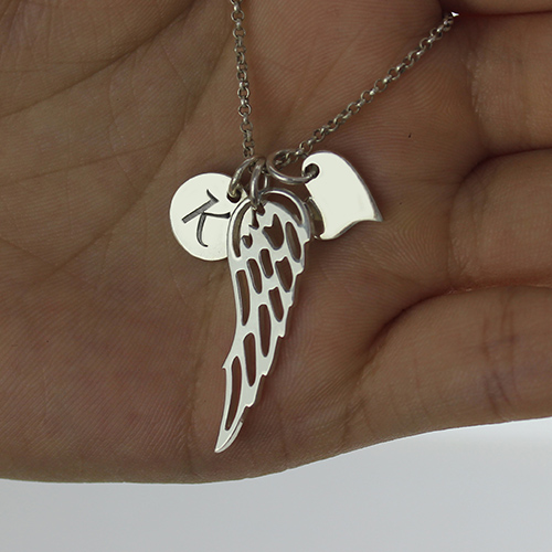 Personalized Angel Wing Necklace in Sterling Silver - GetNameNecklace