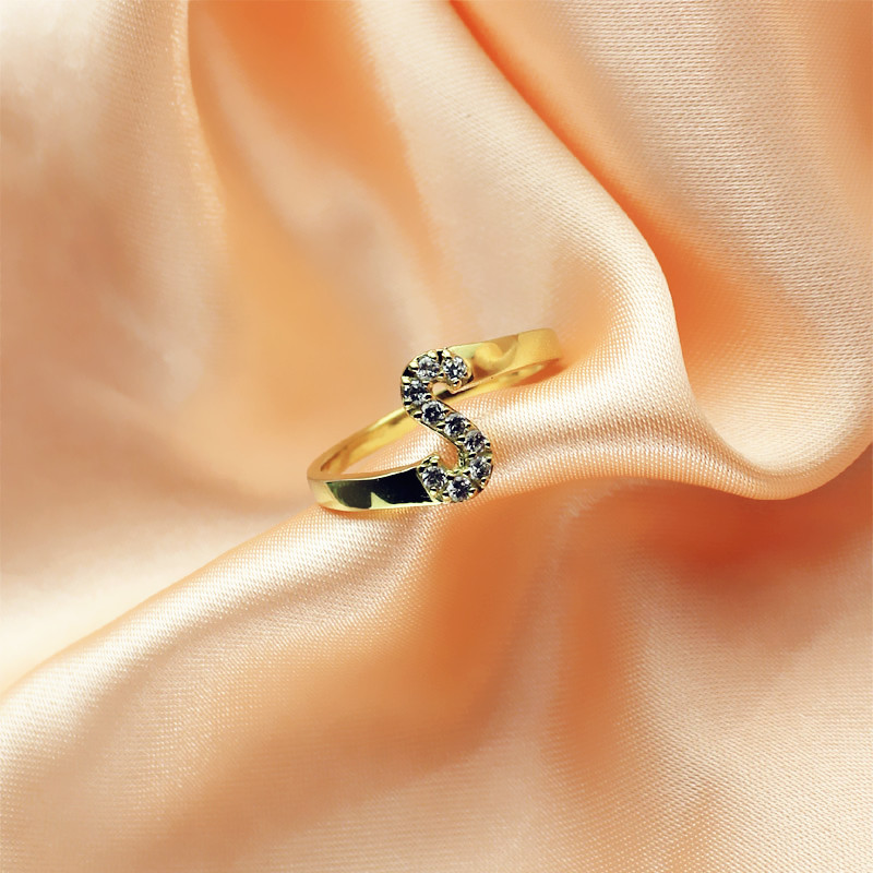 Custom Birthstone Initial Ring 18k Gold Plated - GetNameNecklace