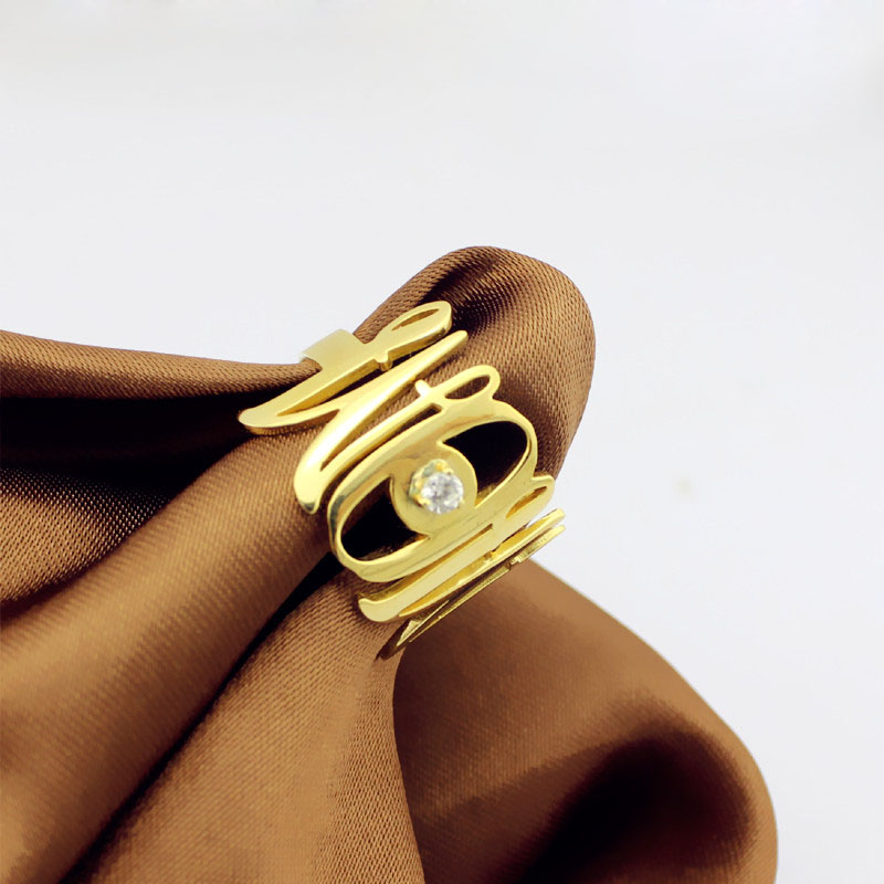 Custom Monogram Initial Birthstone Ring For Mom Gold Plated ...