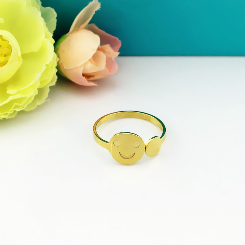 Personalized Smile Ring with Initial 18k Gold Plated