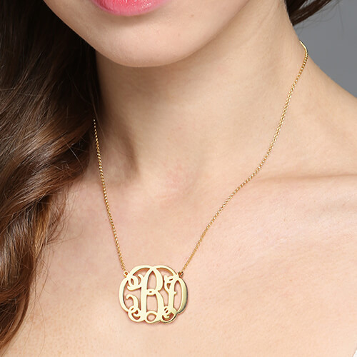 18K Gold Custom Celebrity Monogram Initial Necklace Unique Gift ...
