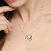 Customized Small Celebrity Monogram Necklace In Sterling Silver