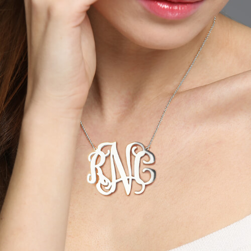 Sterling Silver Custom 2" XXL Celebrity Monogram Necklace Unique Gift ...