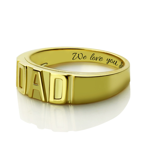 Personalized Men's DAD Ring Gold Plated Silver Engravable - GetNameNecklace