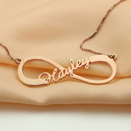 Customized Single Infinity Name Necklace In Rose Gold