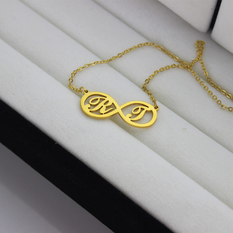 Infinity Necklace with Two Initial Gold Plated 925 Silver - GetNameNecklace