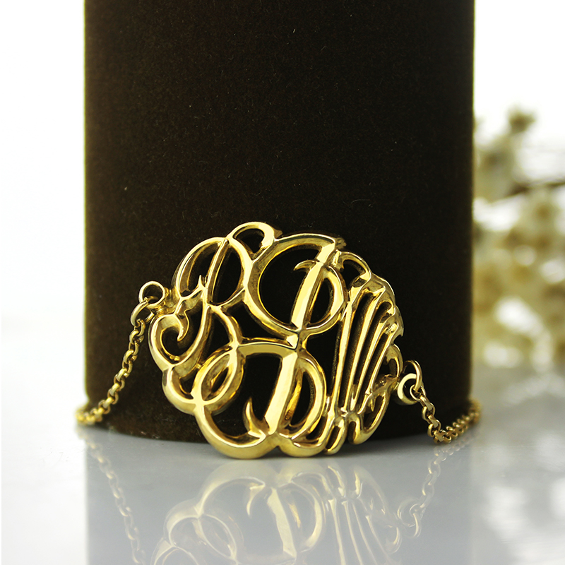 Personalized Monogrammed Bracelet Hand-painted 18K Gold Plated ...