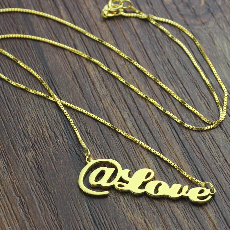 Twitter At Symbol Name Necklace 18K Gold Plated