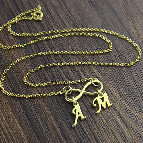Infinity Pendant Double Initial 18K Gold Plated - GetNameNecklace