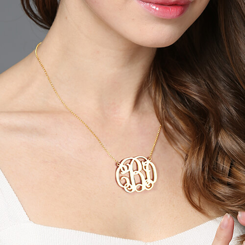18K Gold Custom Celebrity Monogram Initial Necklace Unique Gift ...