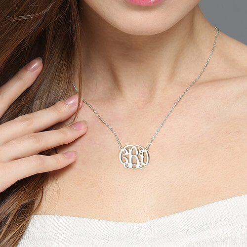 Personalized Small Celebrity Monogram Necklace In Sterling Silver ...