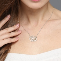 Personalized Small Celebrity Monogram Necklace In Sterling Silver ...