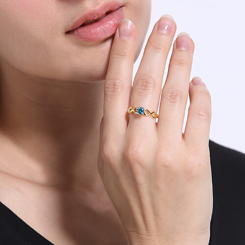 Double Infinity Promise Name Ring with Birthstone 18K Gold Plated ...