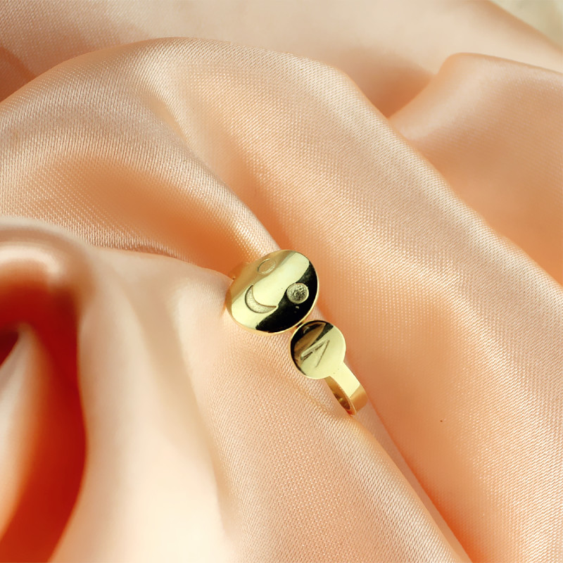 Personalized Smile Ring with Initial 18k Gold Plated