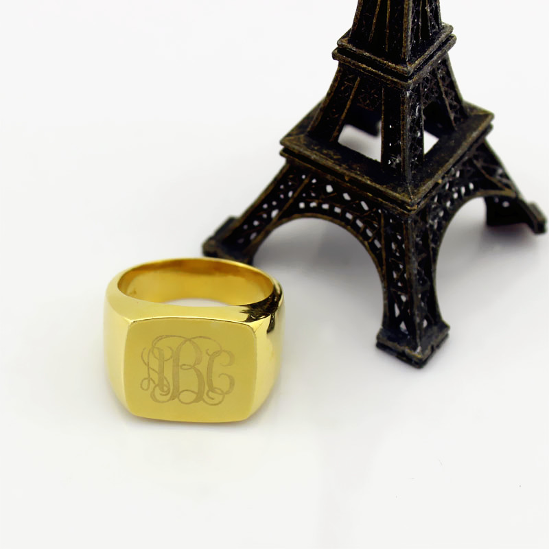 18K Gold Plated Monogram Initial Ring - GetNameNecklace