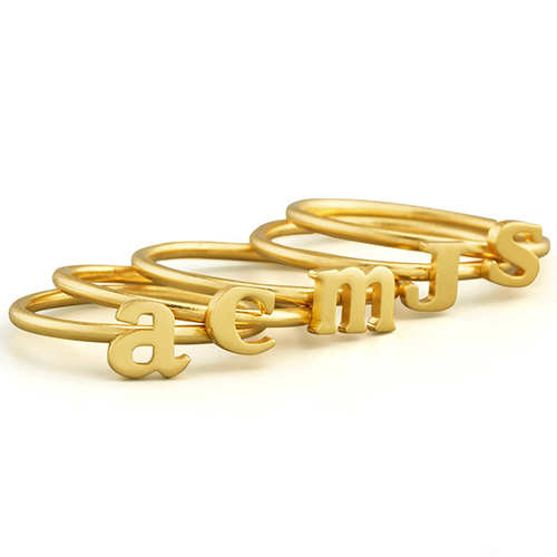 Personalized Stackable Ring with Initials 18k Gold Plated - GetNameNecklace