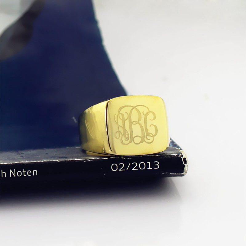 18K Gold Plated Monogram Initial Ring - GetNameNecklace