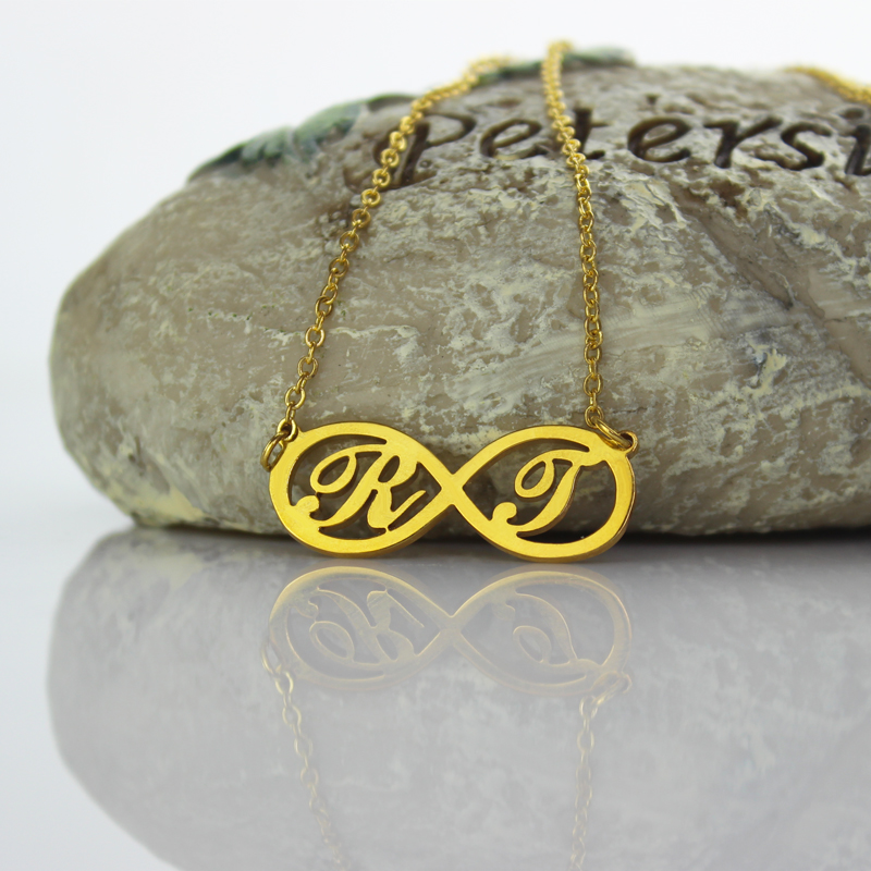 Infinity Necklace with Two Initial Gold Plated 925 Silver - GetNameNecklace