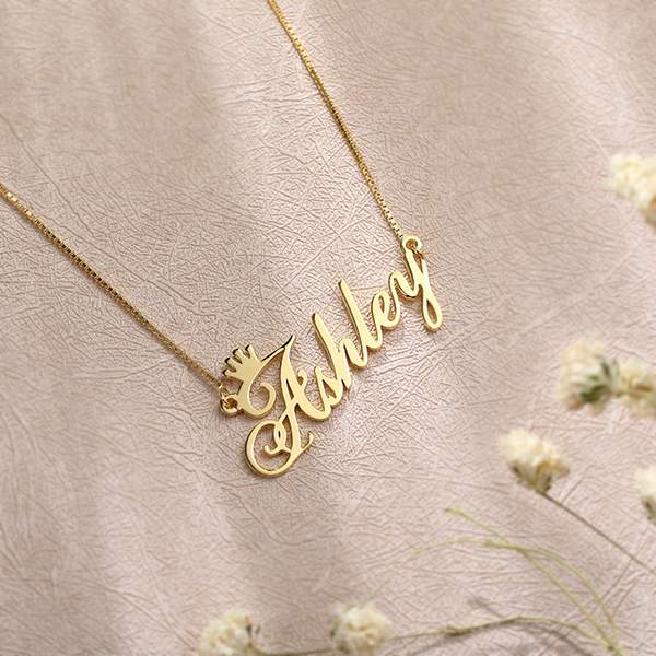 Personalized Name Crown Necklace Gold Plated Personalized Name Crown Necklace Gold Plated